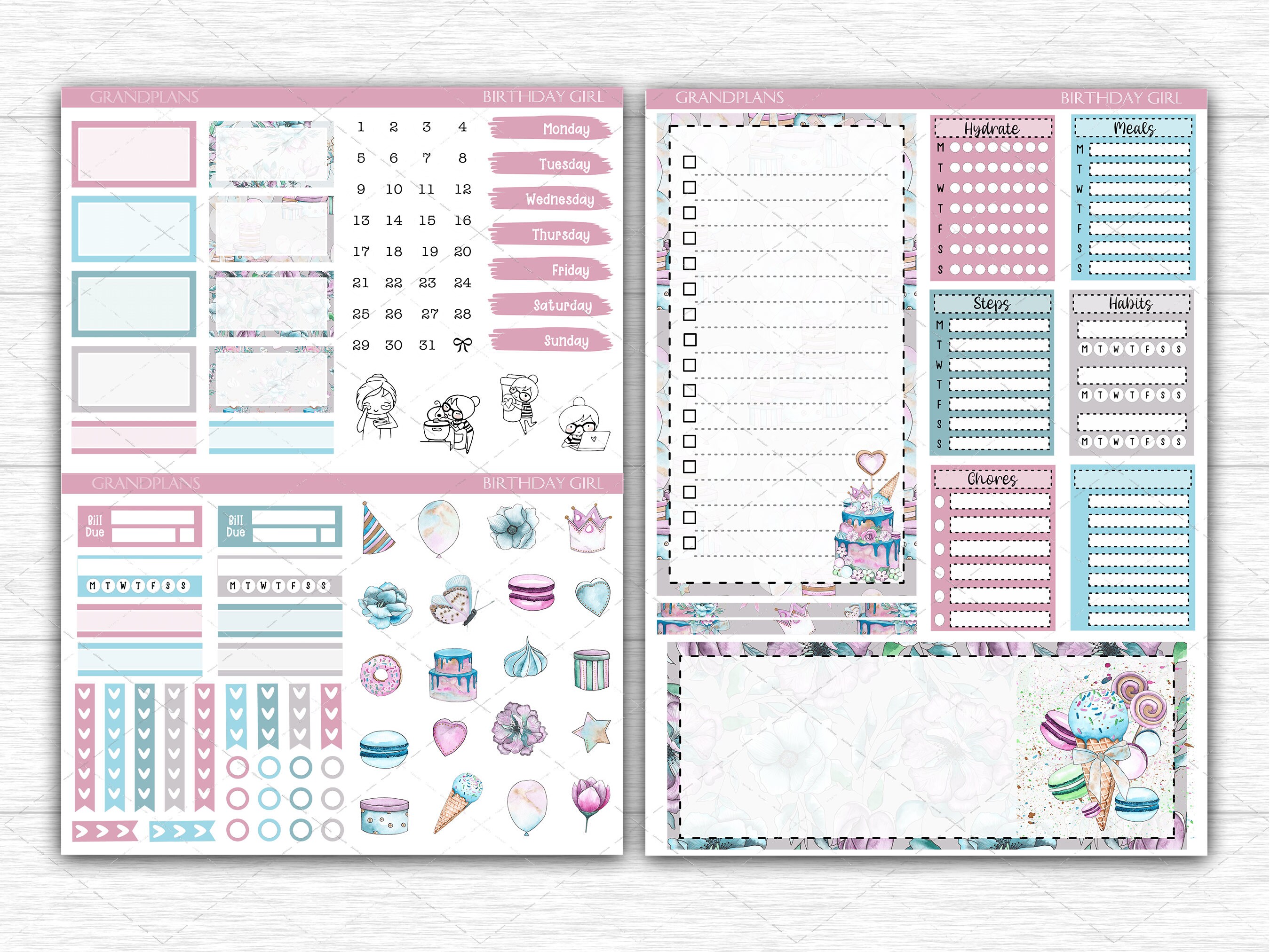 Printable Planner Stickers Weekly Sticker Kit Happy Planner - Etsy