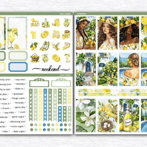 Summer Printable Planner Stickers, Lemon Delight Weekly Sticker Kit ...