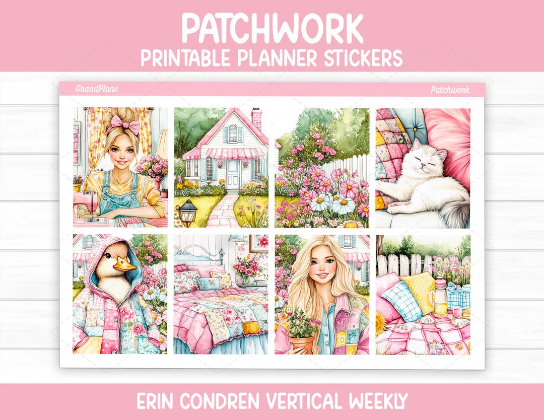 Patchwork Weekly Sticker Kit for Erin Condren and Vertical Planners ...
