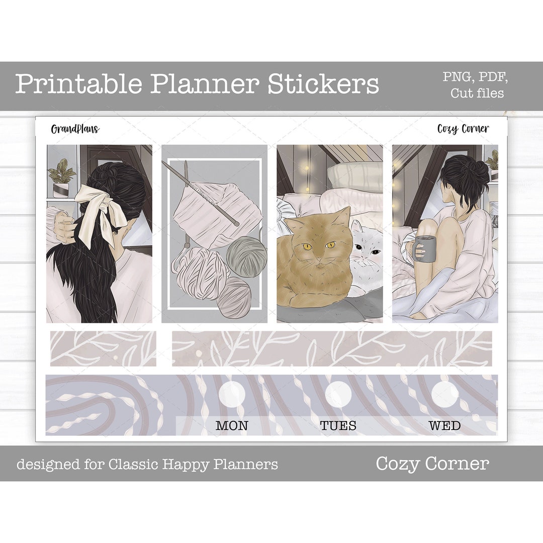 Cozy Corner Planner Stickers | Printable Weekly Kit for the Classic ...