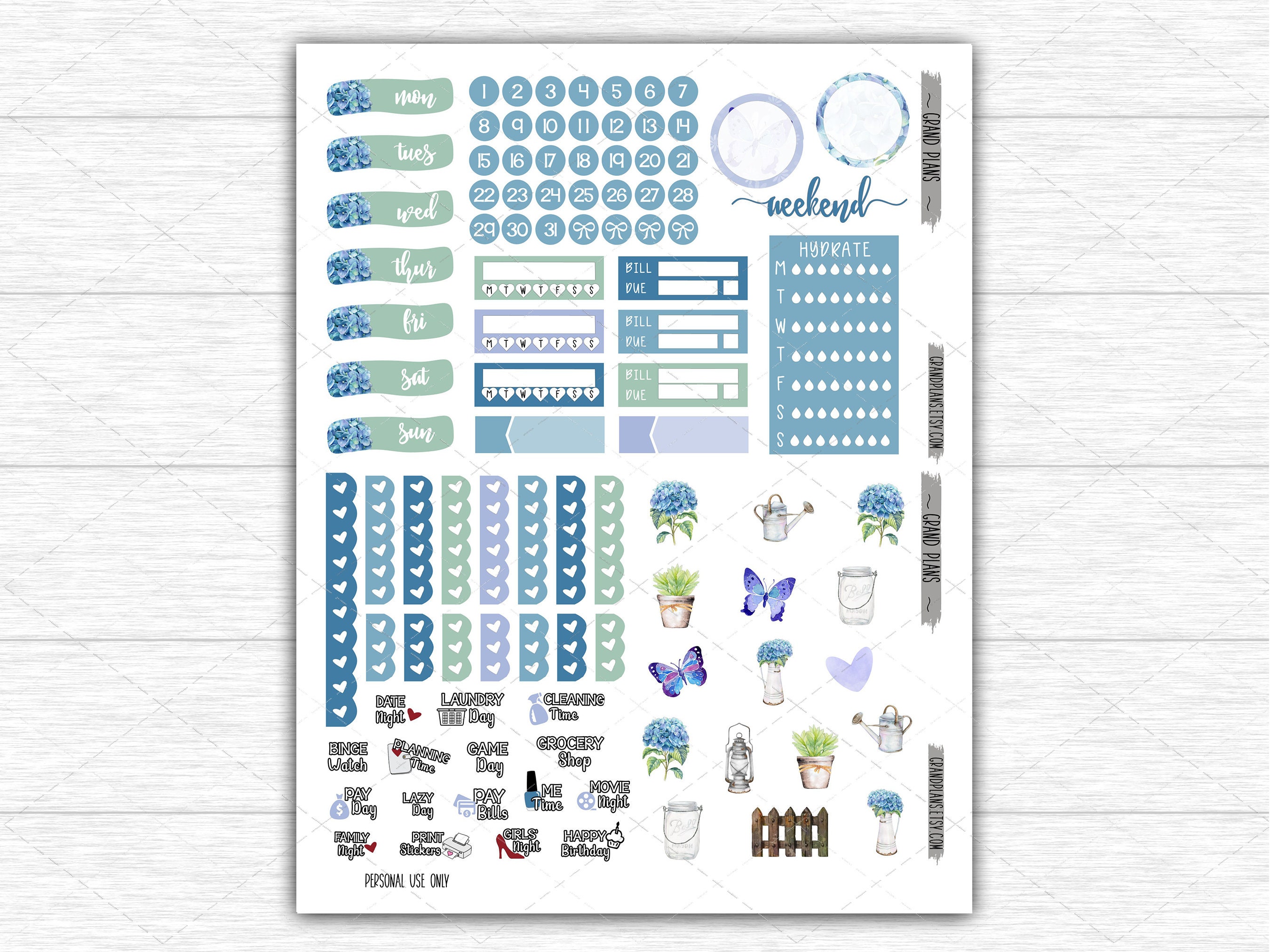 Printable Stickers Happy Planner Dashboard Layout Weekly - Etsy