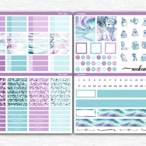 Winter Printable Planner Stickers, Weekly Sticker Kit, Polar Lights ...