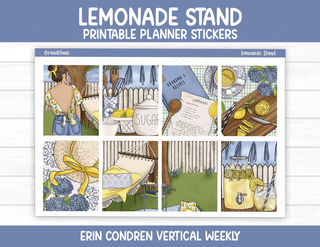 Lemonade Stand Weekly Sticker Kit for Erin Condren & Vertical Planners ...