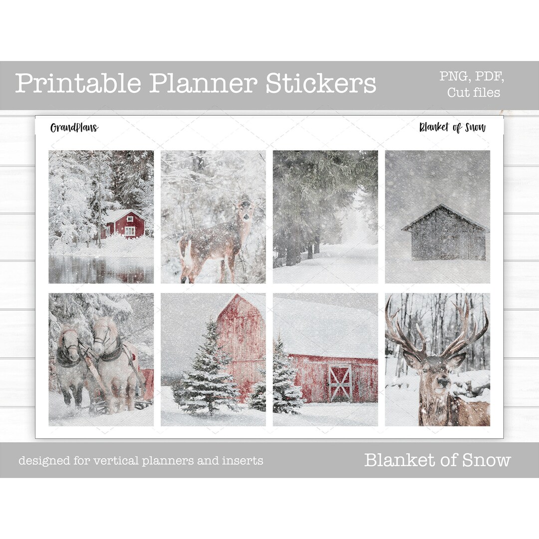Winter Printable Planner Stickers, Blanket of Snow Weekly Sticker Kit ...