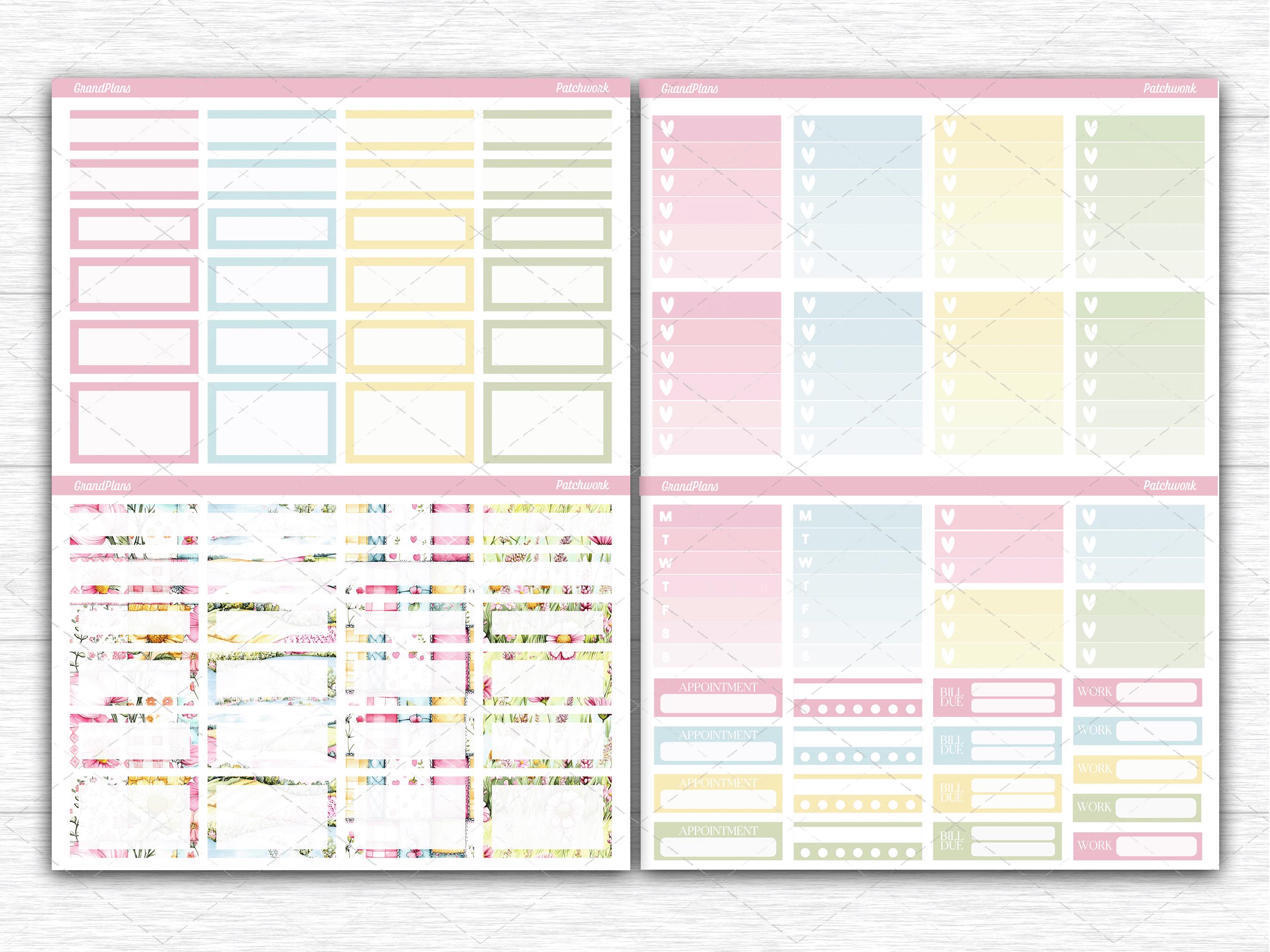Patchwork Weekly Sticker Kit for Erin Condren and Vertical Planners ...
