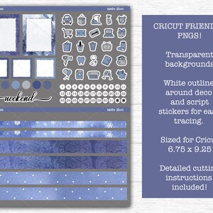 Winter Printable Planner Stickers, Winter Blues Weekly Sticker Kit ...
