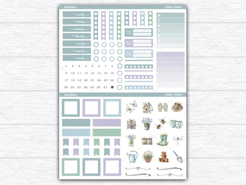 Spring Planner Stickers: Cottage Garden Weekly Kit for the Classic Happy Planner Dashboard ...