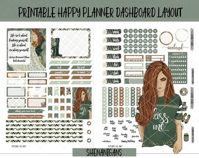 Printable Stickers | Happy Planner Dashboard Layout| | Weekly Kit ...
