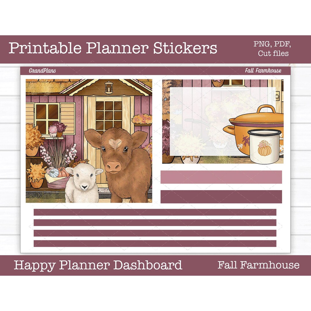 Printable Planner Stickers, Weekly Sticker Kit, Fall Farmhouse, Happy ...
