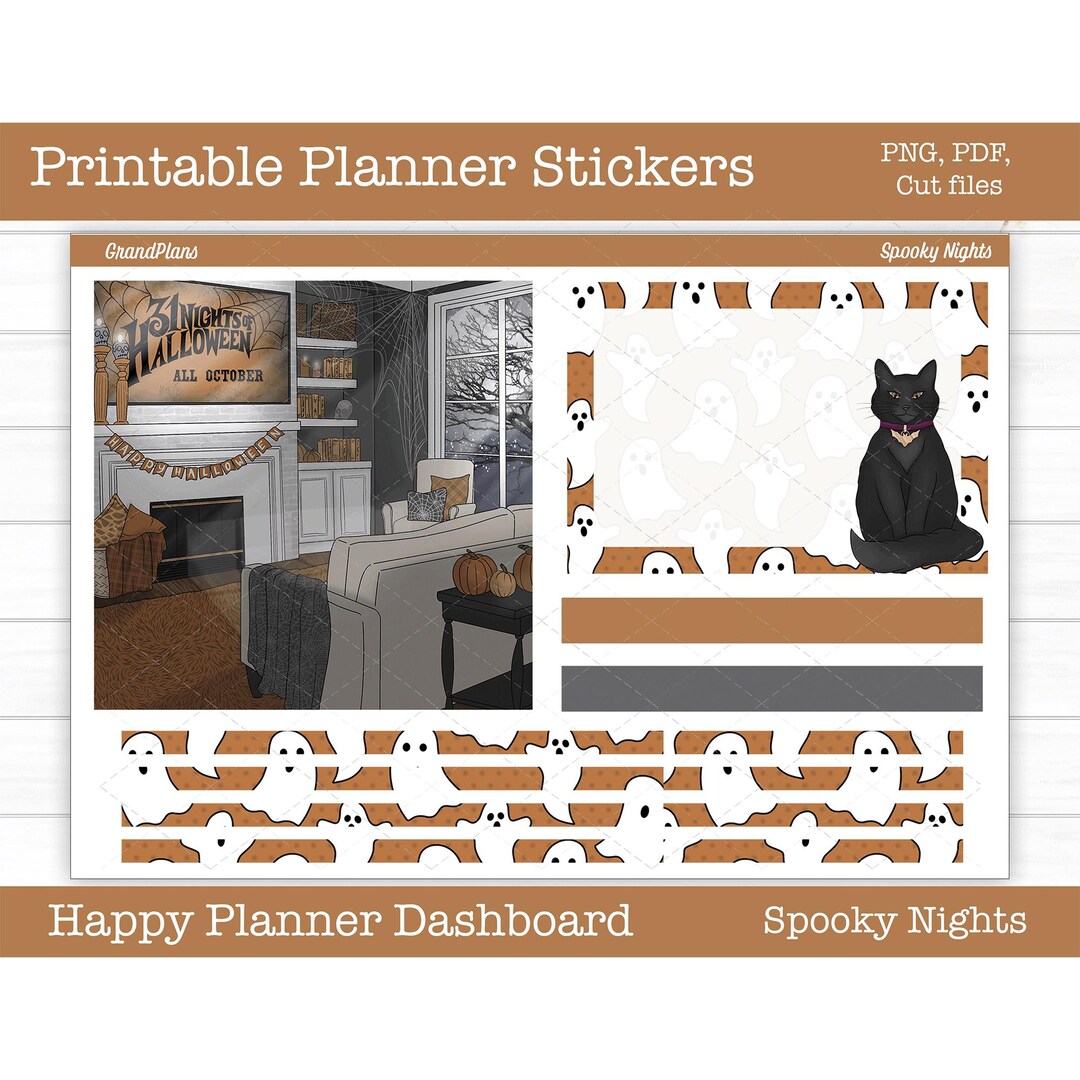 Halloween Printable Planner Stickers, Weekly Sticker Kit, Spooky Nights ...