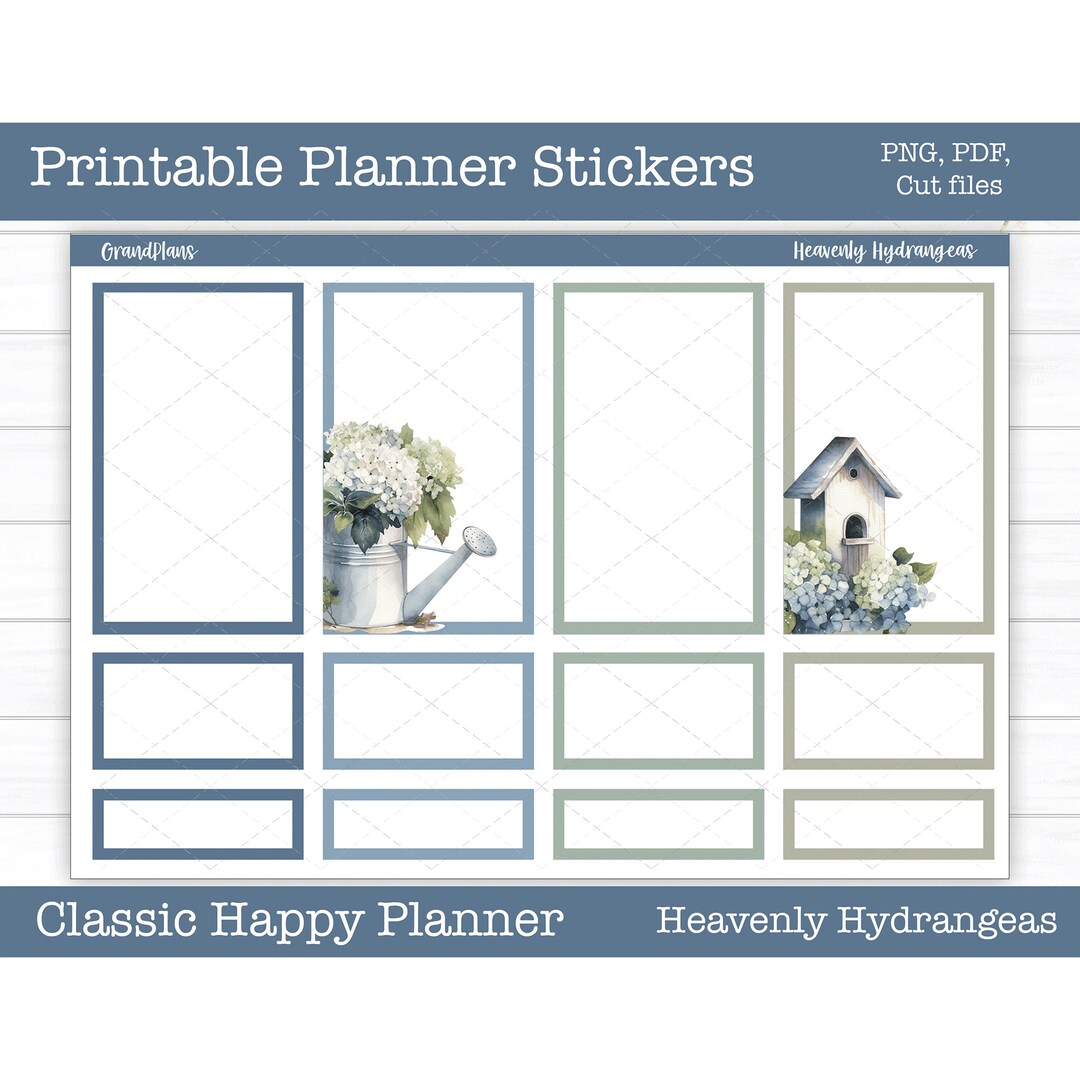 Printable Planner Stickers, Heavenly Hydrangeas Weekly Sticker Kit ...