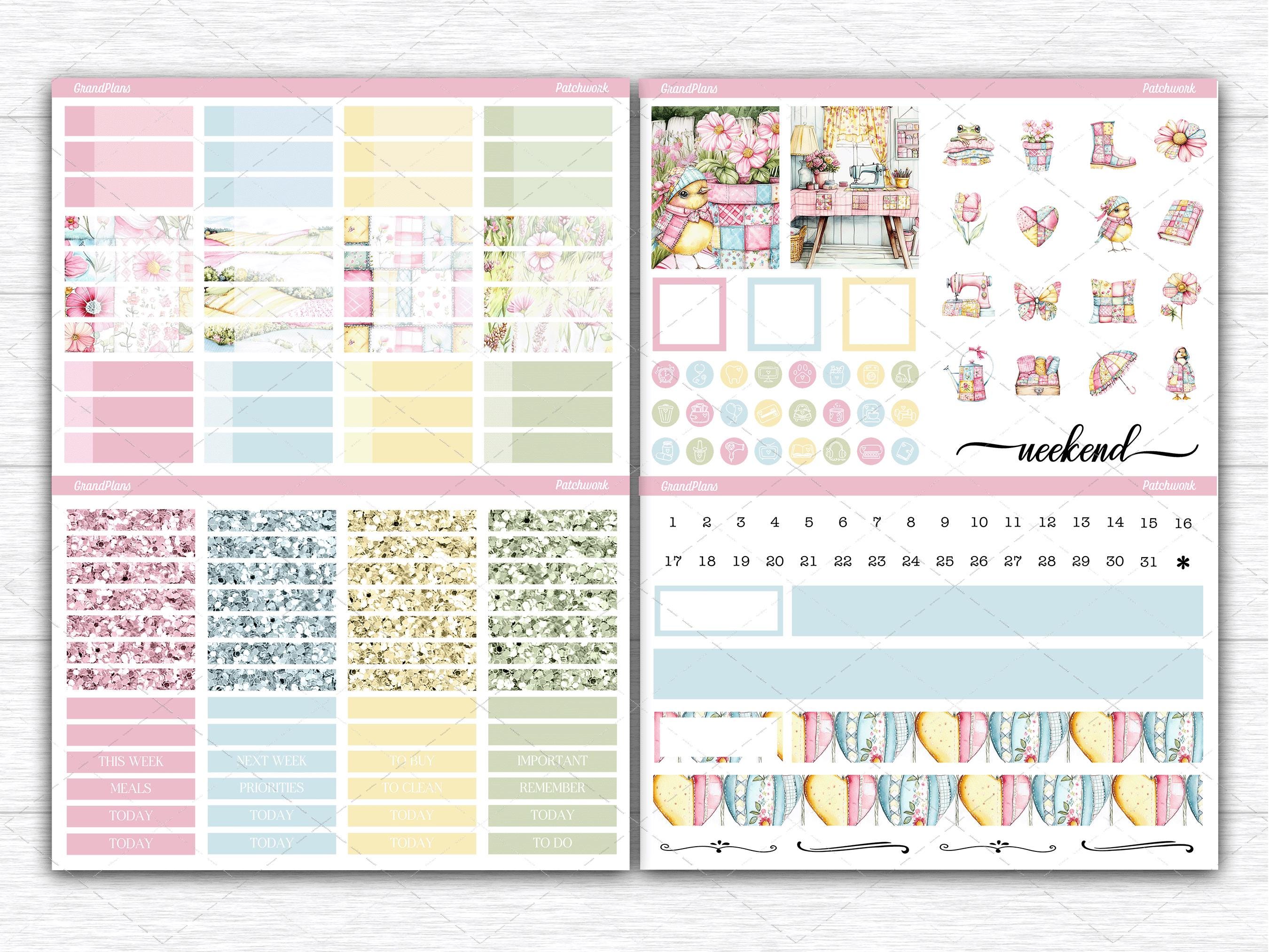 Patchwork Weekly Sticker Kit for Erin Condren and Vertical Planners ...