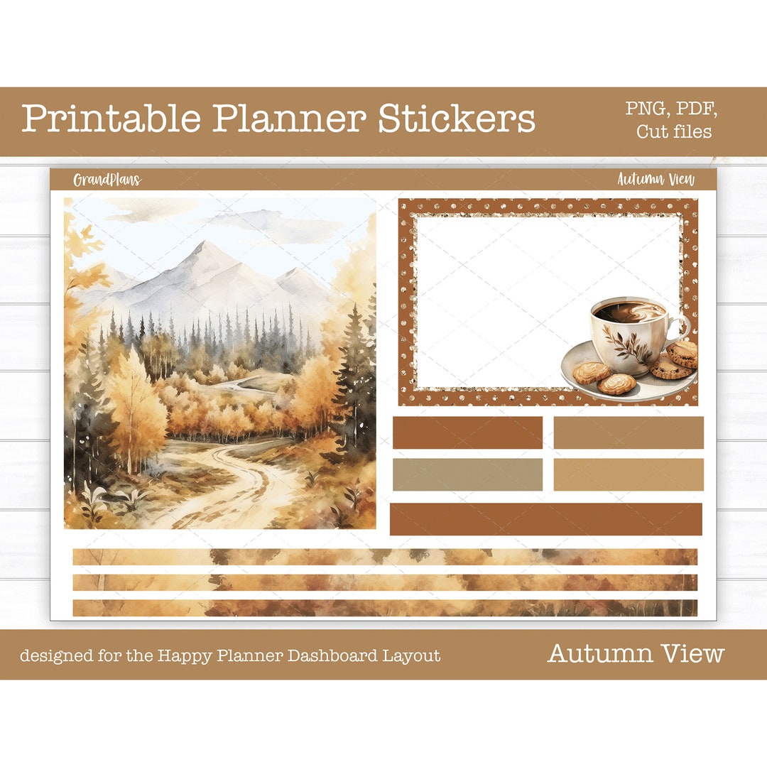 Fall Printable Planner Stickers, Autumn View Weekly Sticker Kit, Happy ...