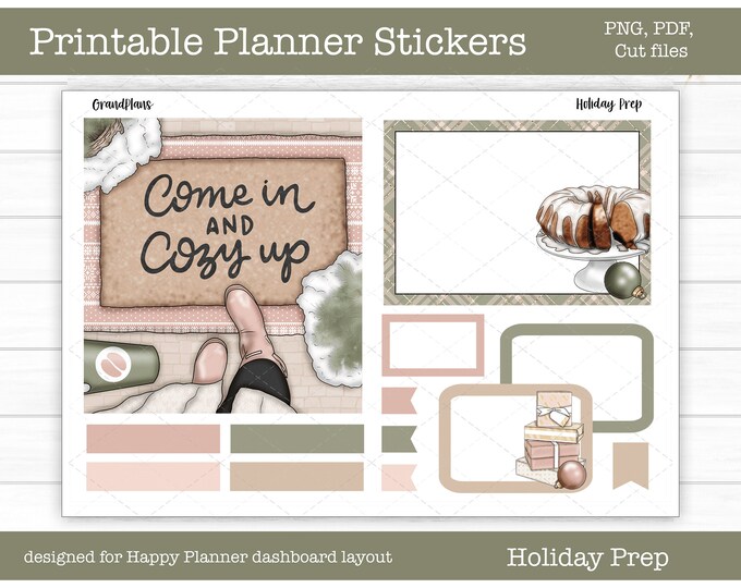 Printable Happy Planner Dashboard Layout Weekly Sticker Kit - Holiday ...