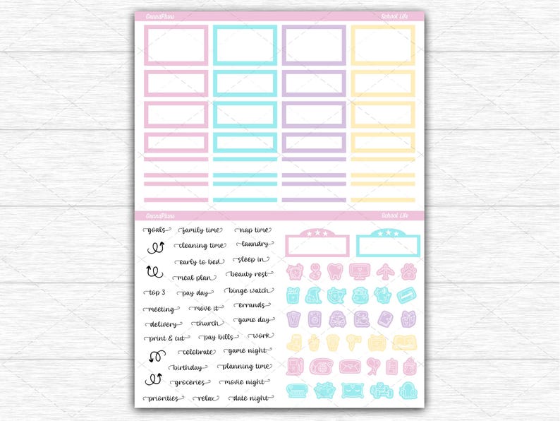 School Planner Stickers: School Life Weekly Kit for the Classic Happy ...
