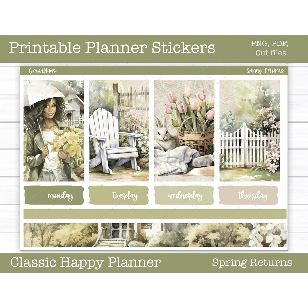 Spring Printable Planner Stickers, Spring Returns Weekly Sticker Kit ...