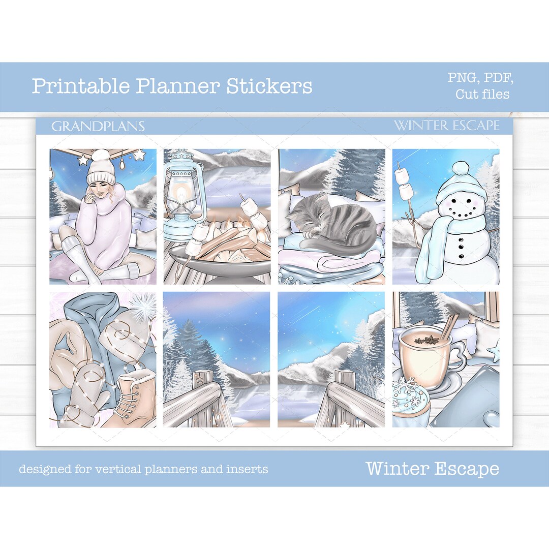 Winter Printable Planner Stickers, Winter Escape Weekly Sticker Kit ...