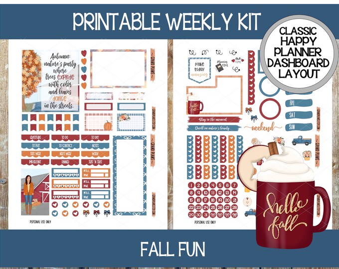 Printable Stickers | Happy Planner Dashboard Layout | Weekly Kit - FALL ...