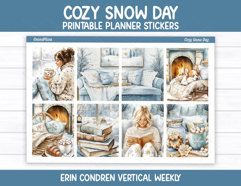 Cozy Snow Day Weekly Sticker Kit for Erin Condren and Vertical Planners ...