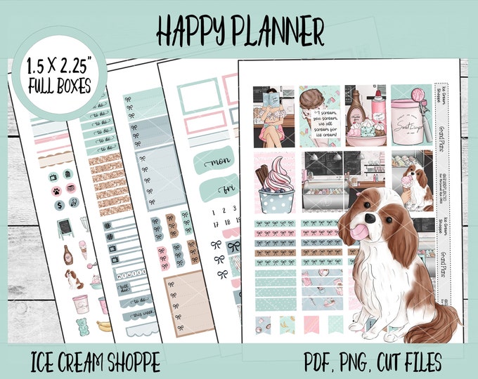 Printable Stickers | Weekly Sticker Kit - ICE CREAM SHOPPE | Happy ...