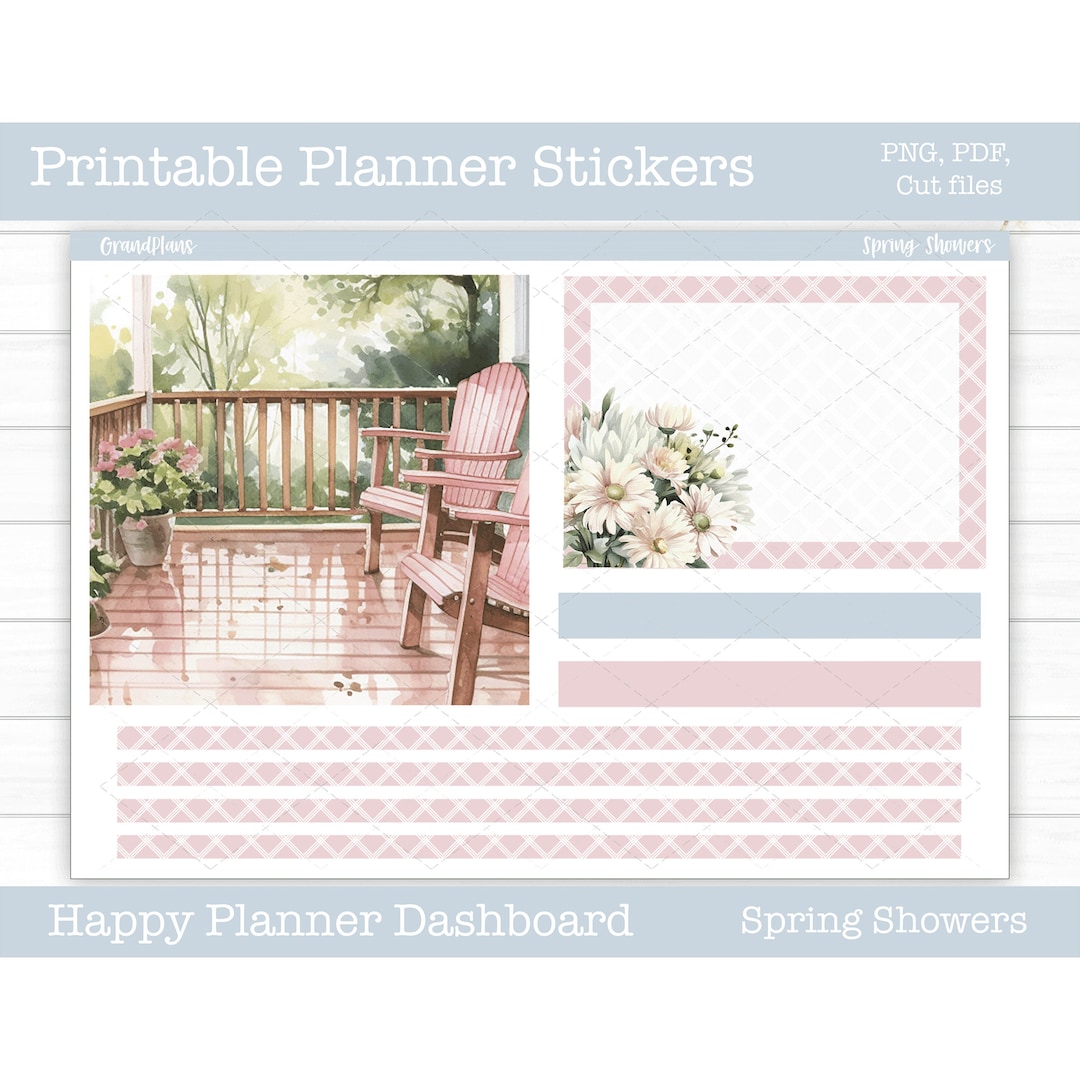 Printable Planner Stickers, Spring Showers Weekly Sticker Kit, Happy ...