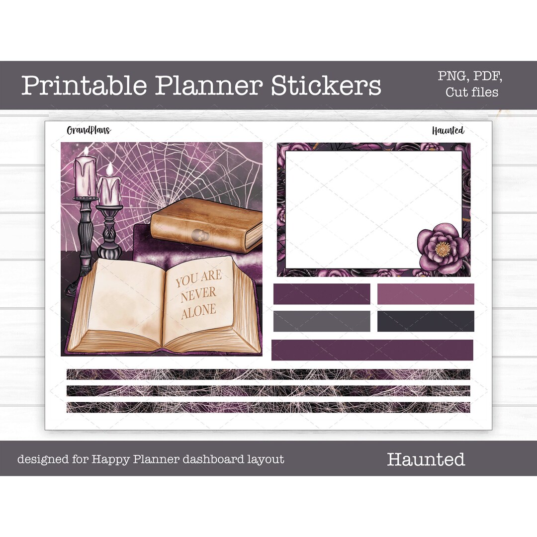 Halloween Printable Planner Sticker Kit, Haunted Weekly Sticker Kit ...