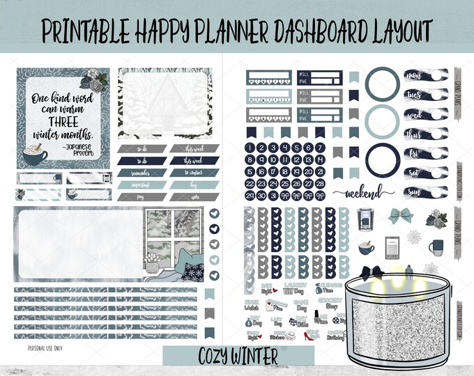Printable Stickers | Happy Planner Dashboard Layout | Weekly Kit - COZY ...
