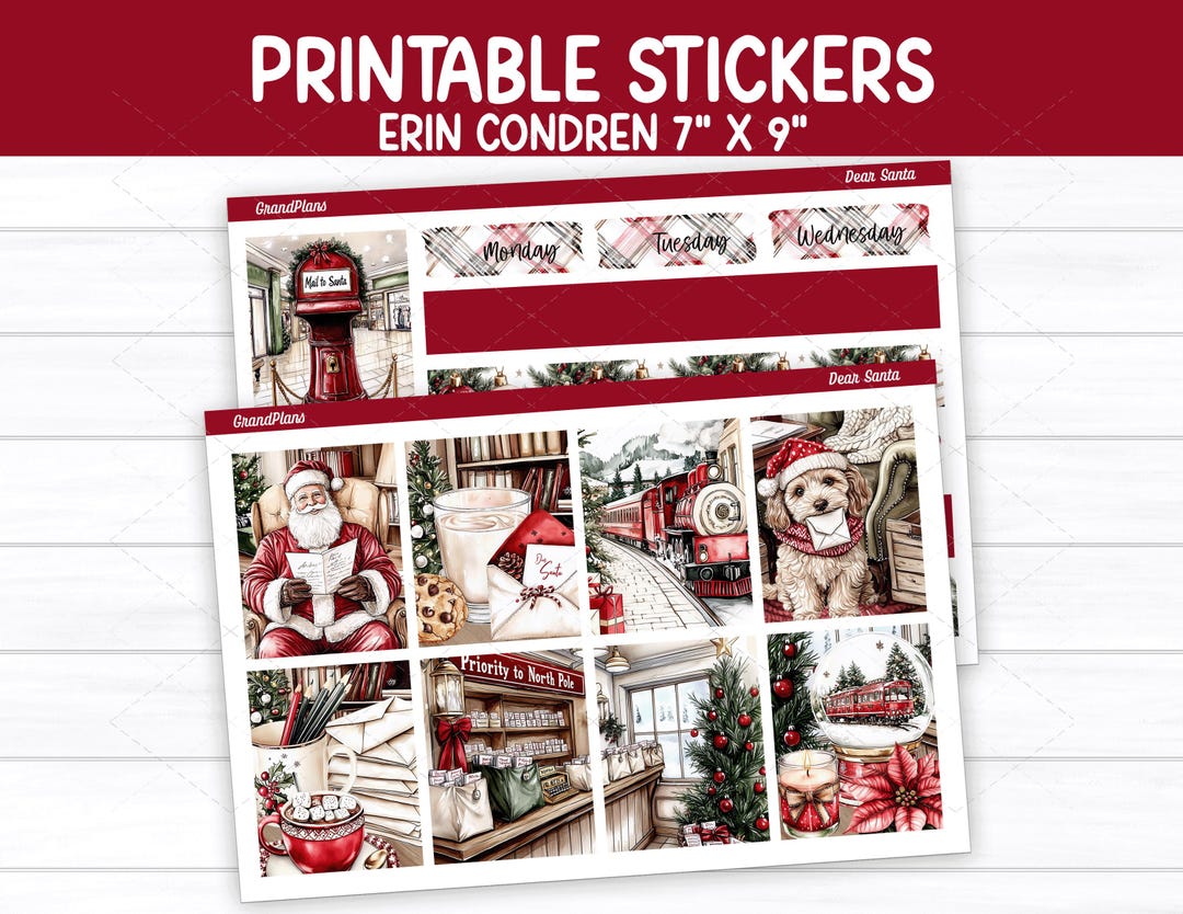 Dear Santa Weekly Sticker Kit for Erin Condren & Vertical Planners ...