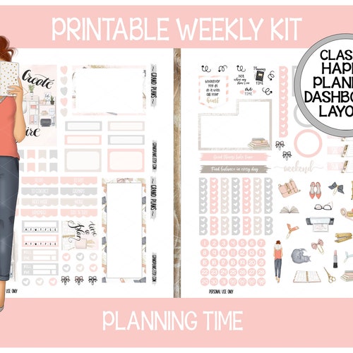 Printable Stickers Happy Planner Dashboard Layout Weekly | Etsy