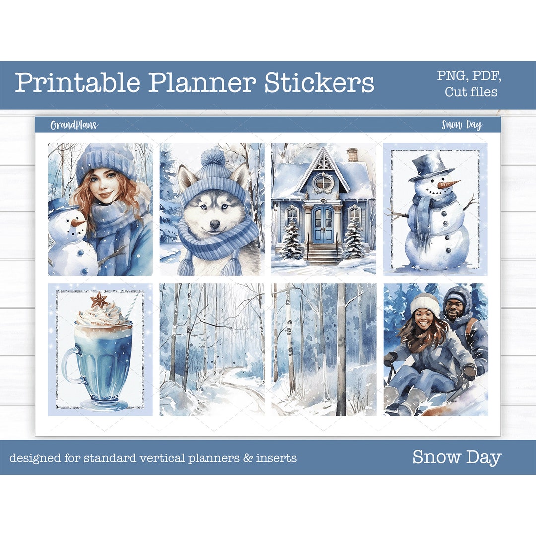 Winter Printable Planner Stickers, Snow Day Weekly Sticker Kit, Erin ...