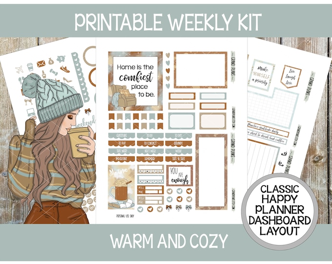 Printable Stickers | Happy Planner Dashboard Layout | Weekly Kit - WARM ...