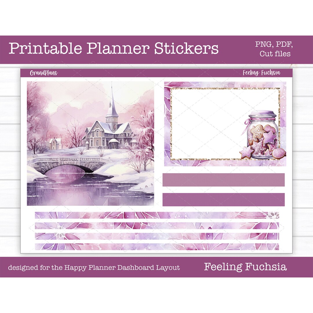 Winter Printable Planner Stickers, Feeling Fuchsia Weekly Sticker Kit ...