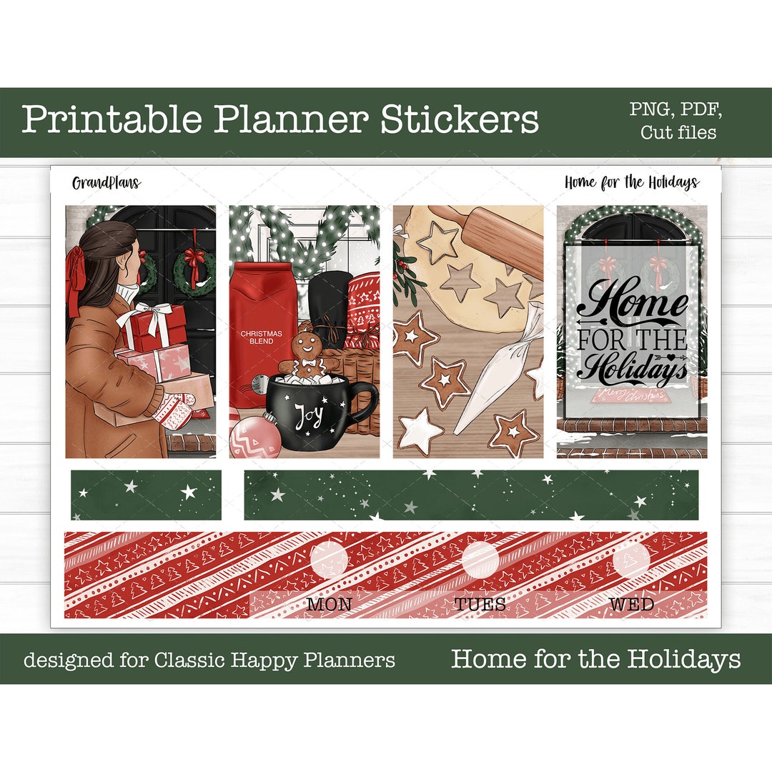Printable Planner Stickers, Home for the Holidays Weekly Sticker Kit ...