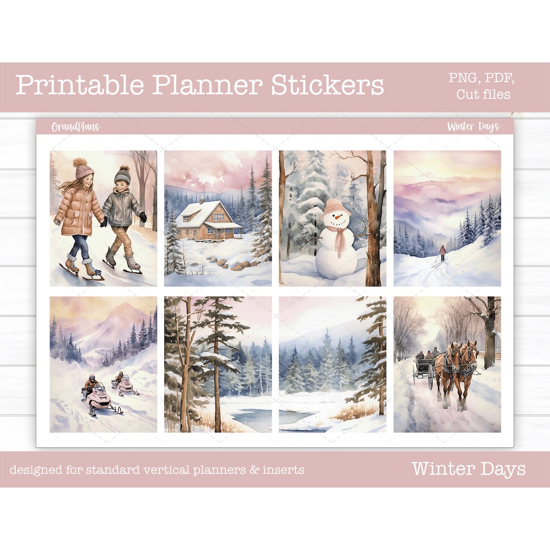 Winter Printable Planner Stickers, Winter Days Weekly Sticker Kit, Erin ...