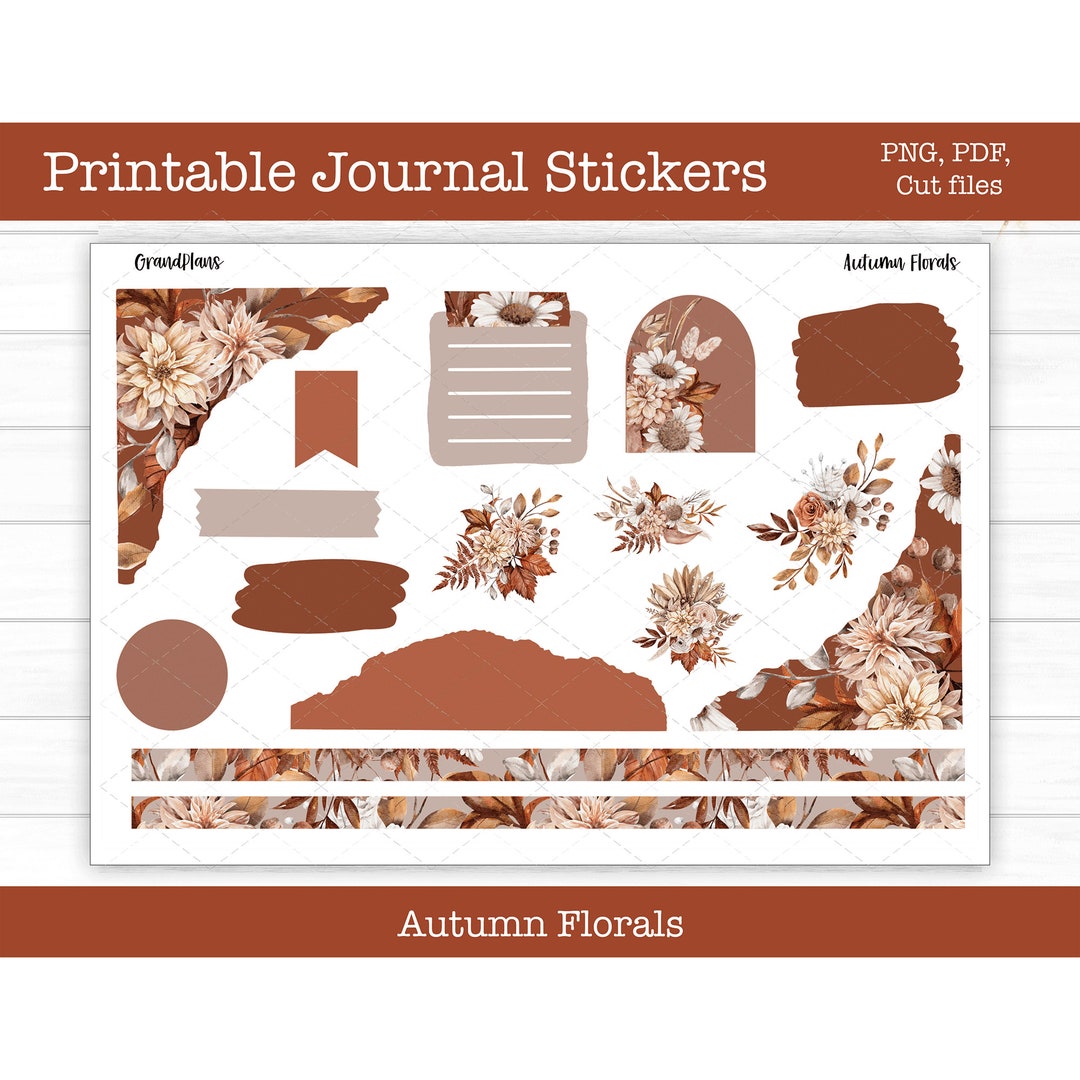 Printable Planner Stickers - Autumn Florals, Journal Stickers, Digital ...