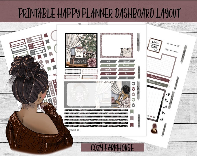 Printable Stickers | Happy Planner Dashboard Layout | Weekly Kit - COZY ...