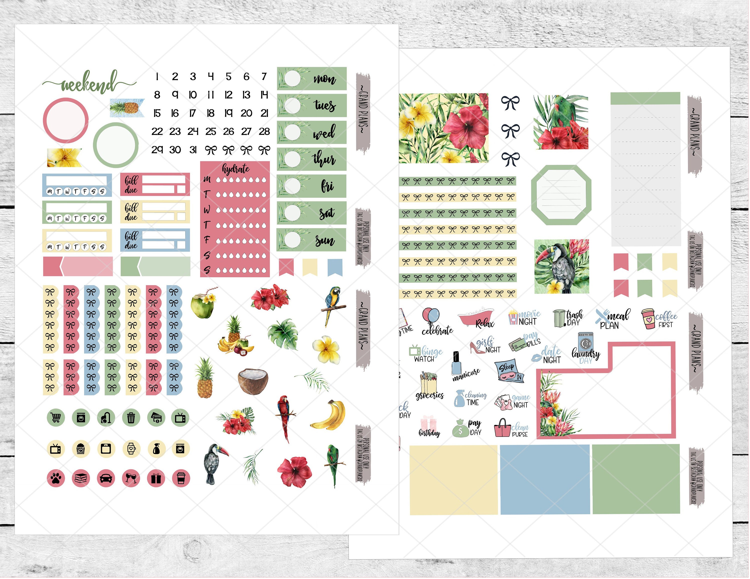 Printable Stickers Happy Planner Dashboard Layout Weekly - Etsy