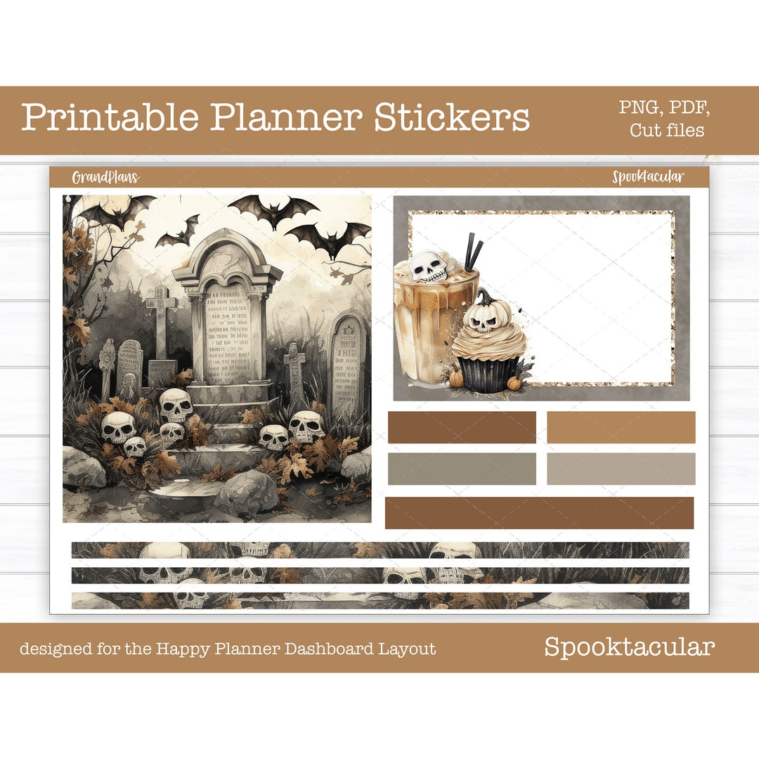 Halloween Printable Planner Sticker Kit, Spooktacular Weekly Sticker ...