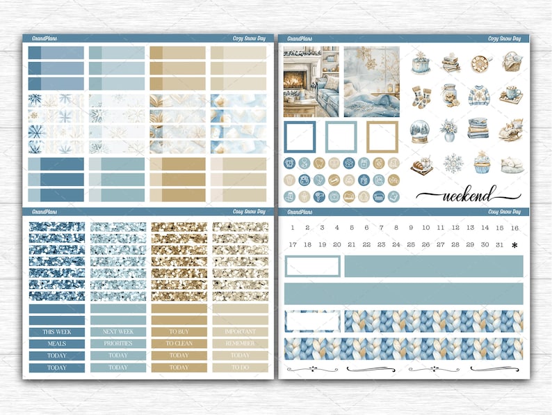 Cozy Snow Day Weekly Sticker Kit for Erin Condren and Vertical Planners ...