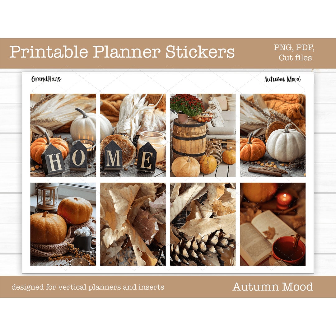 Fall Printable Planner Stickers, Autumn Mood Weekly Kit, Erin Condren ...