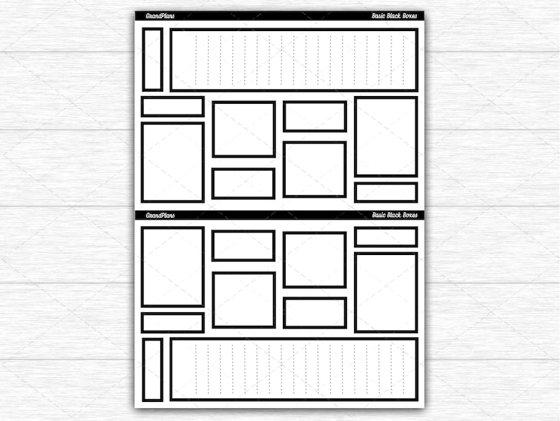 Basic Black Boxes Weekly Sticker Kit for Erin Condren & Vertical ...
