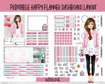 Printable Stickers Happy Planner Dashboard Layout Weekly | Etsy