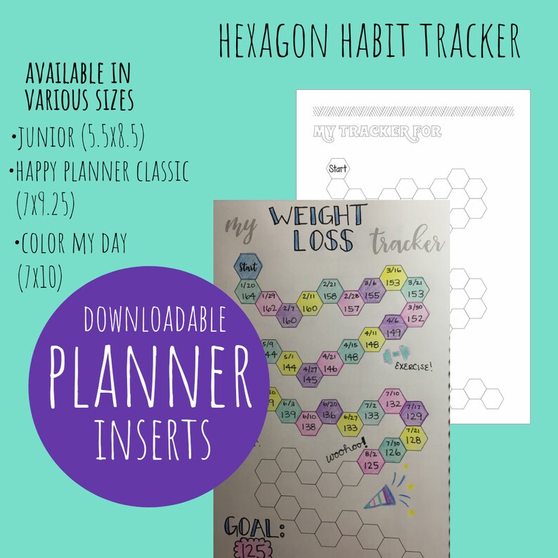Hexagon Habit Tracker Downloadable Planner Insert Printable Planner ...