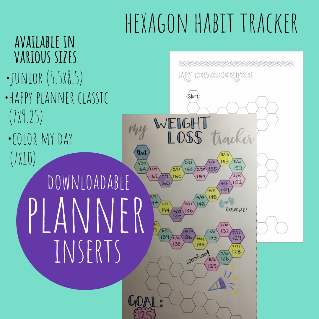Hexagon Habit Tracker Downloadable Planner Insert Printable Planner ...