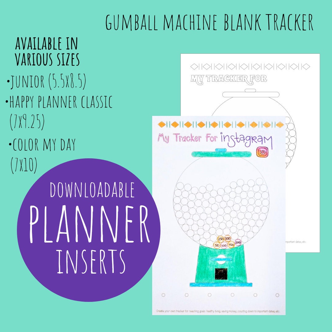 Bubble Gum Machine Blank Habit Tracker | Downloadable Planner Insert ...