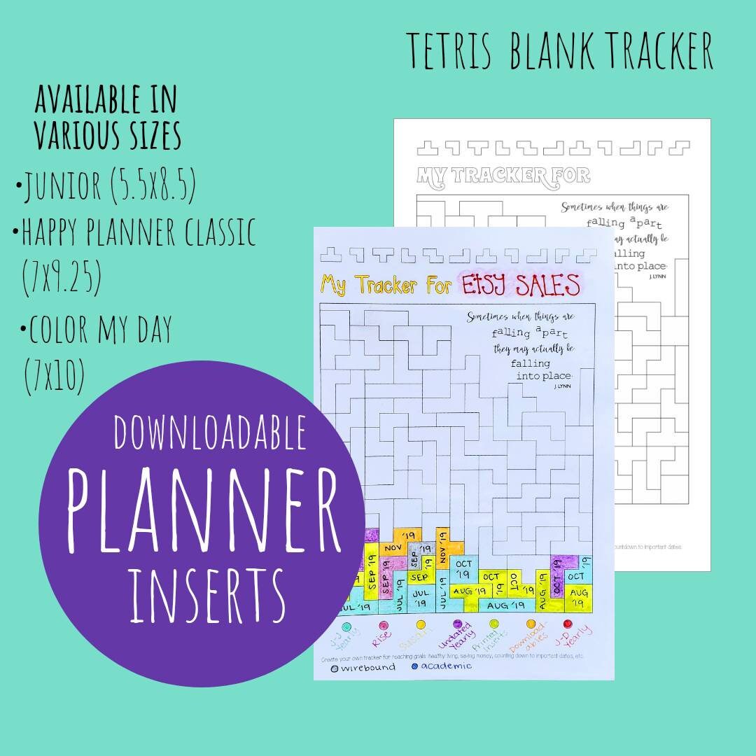 Tetris Blank Habit Tracker | Downloadable Planner Insert | Printable ...