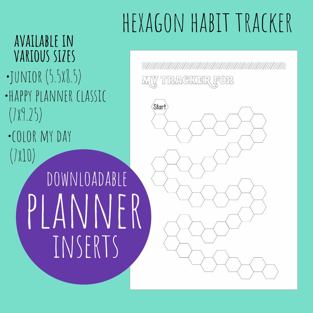 Hexagon Habit Tracker Downloadable Planner Insert Printable Planner ...