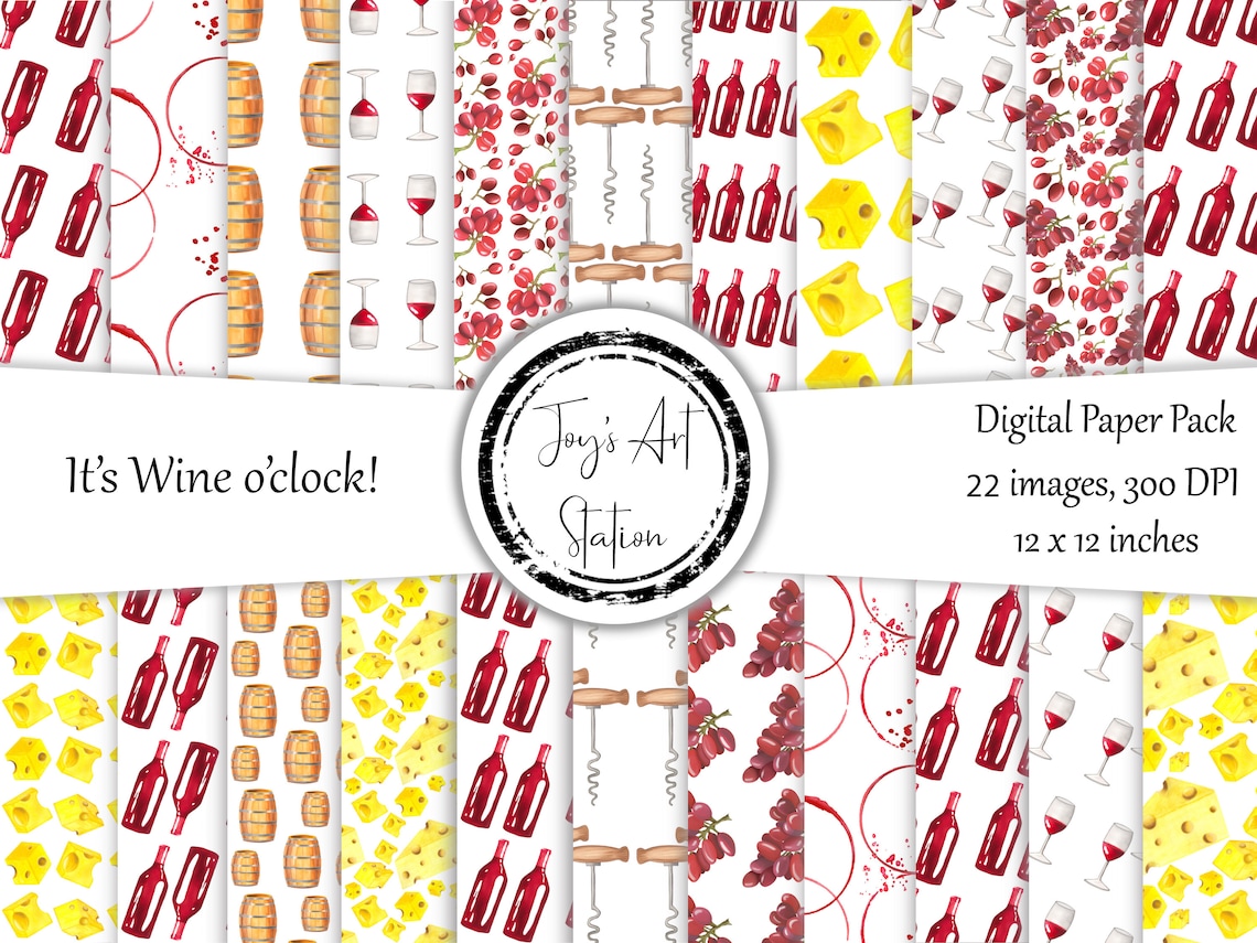 Red Wine Seamless Digital Paper Pack Watercolor Emmental - Etsy