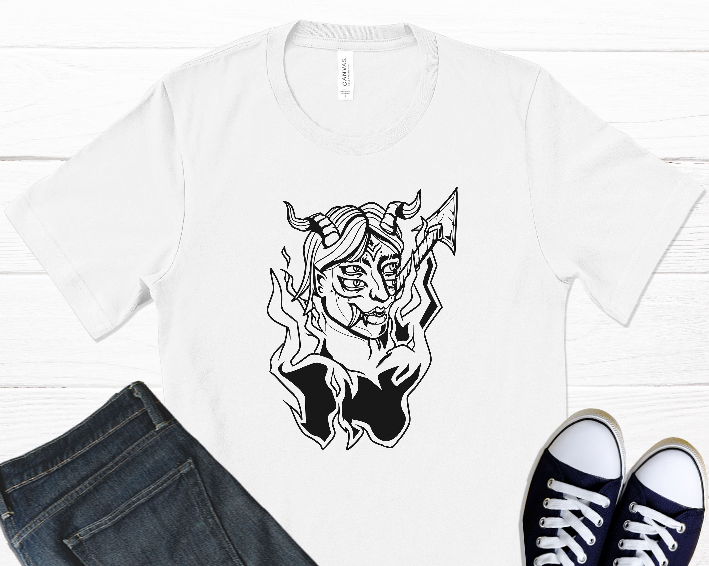 Demon On Fire T-Shirt Gothic Shirt Satanic Shirt Devil | Etsy