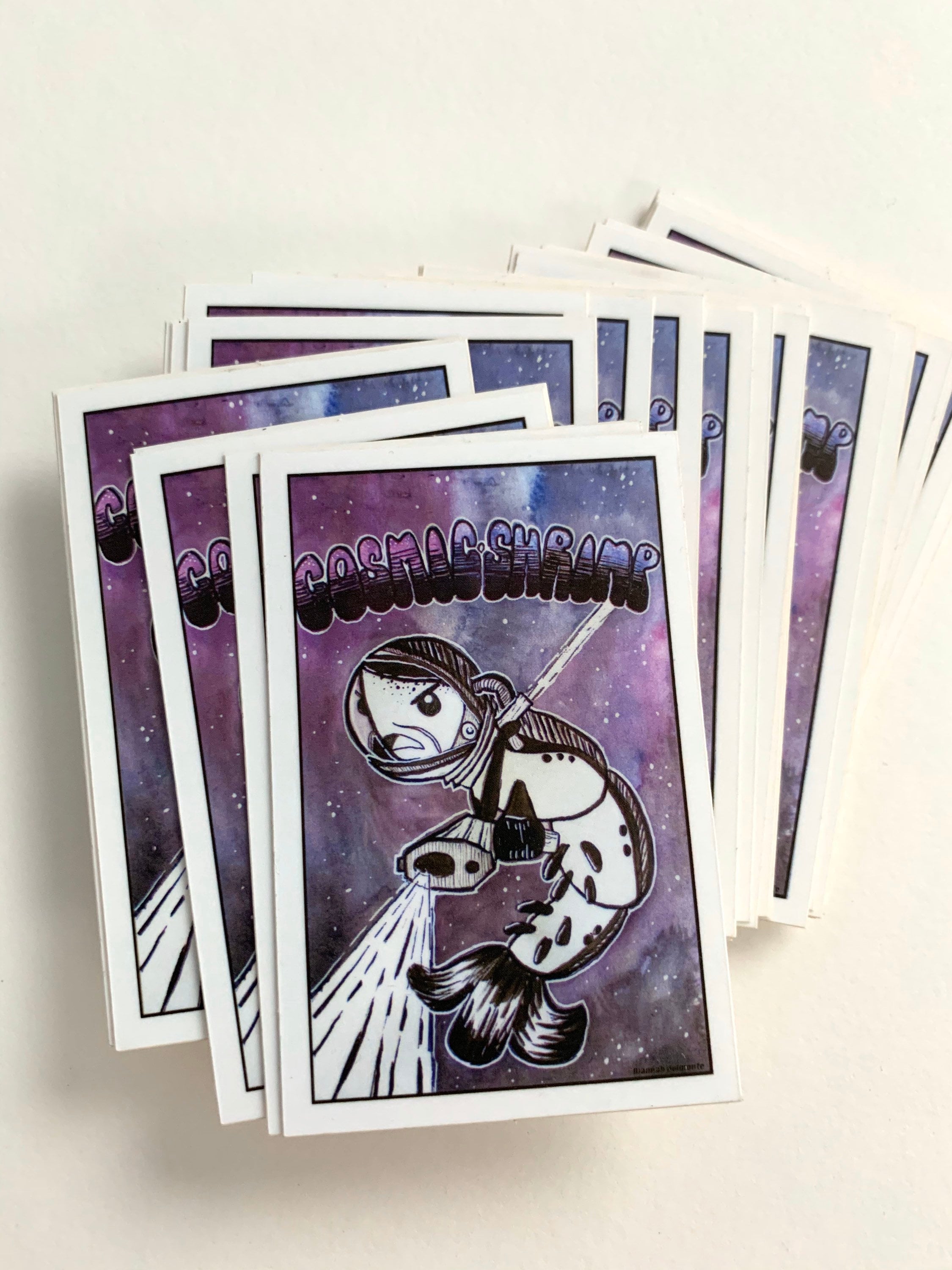 Space Themed Comic Laptop Sticker - Cosmic Shrimp, Laptop Sticker ...